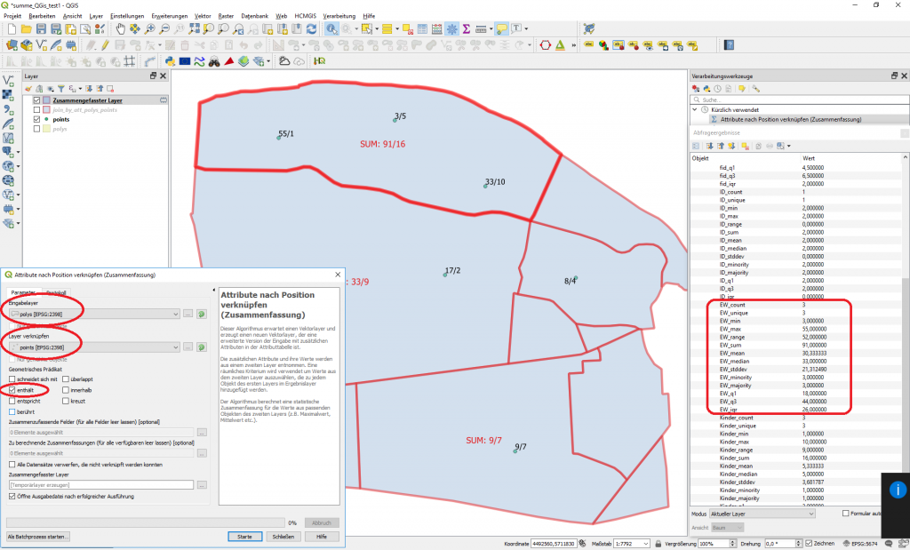 QGIS-Tipp: Punkt-Attribute in Polygonen summieren für QGIS3 | #geoObserver