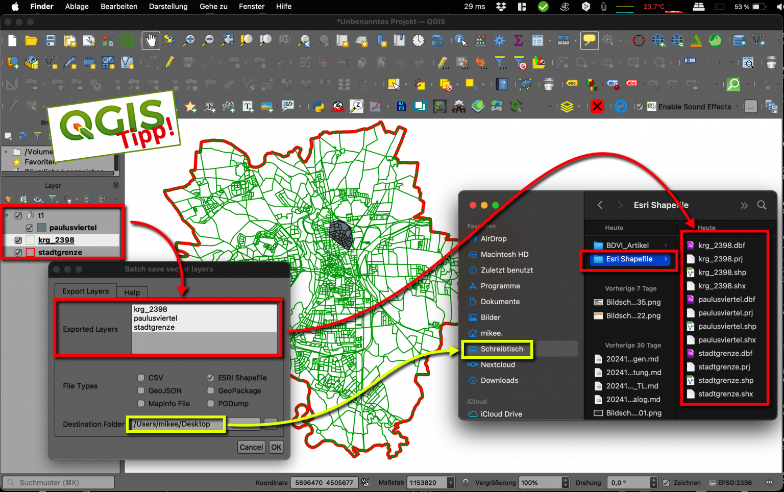 QGIS-Tipp: Alles auf einmal exportieren mit dem „Batch Vector Layer Saver“ | #geoObserver