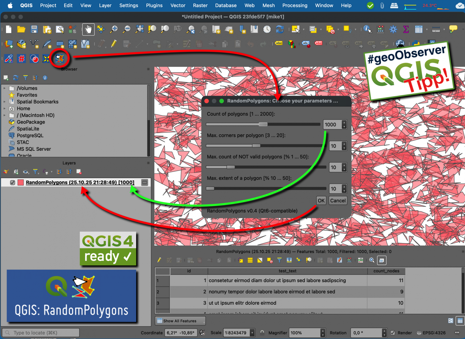QGIS-Tipp: Update des Plugins „RandomPolygons“ | #geoObserver