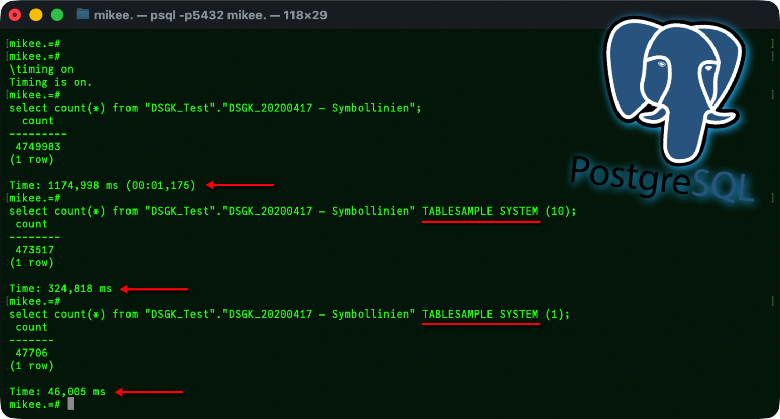 PostgreSQL-Tipp: „TABLESAMPLE“ Modus | #geoObserver