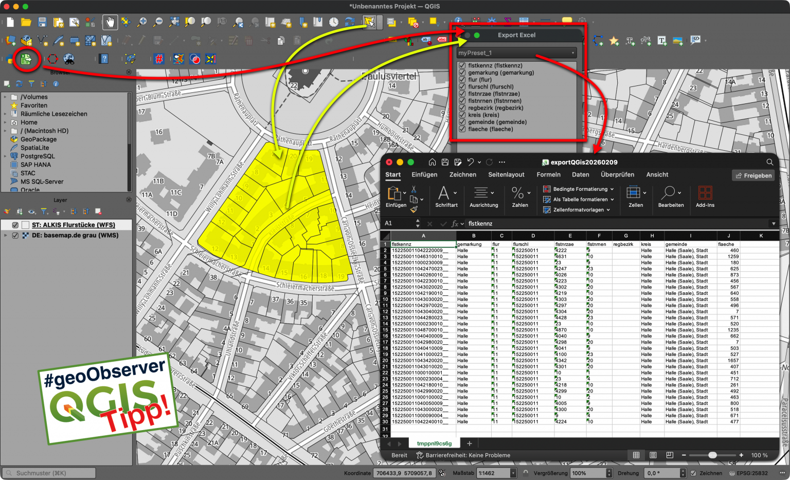 QGIS-Tipp: Plugin „Export Excel“ | #geoObserver